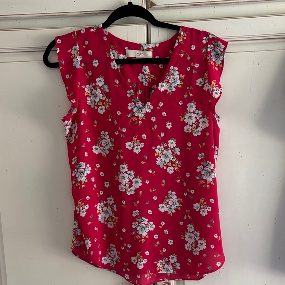 LOFT | Tops | Loft Vibrant Pink Floral Blouse | Poshmark